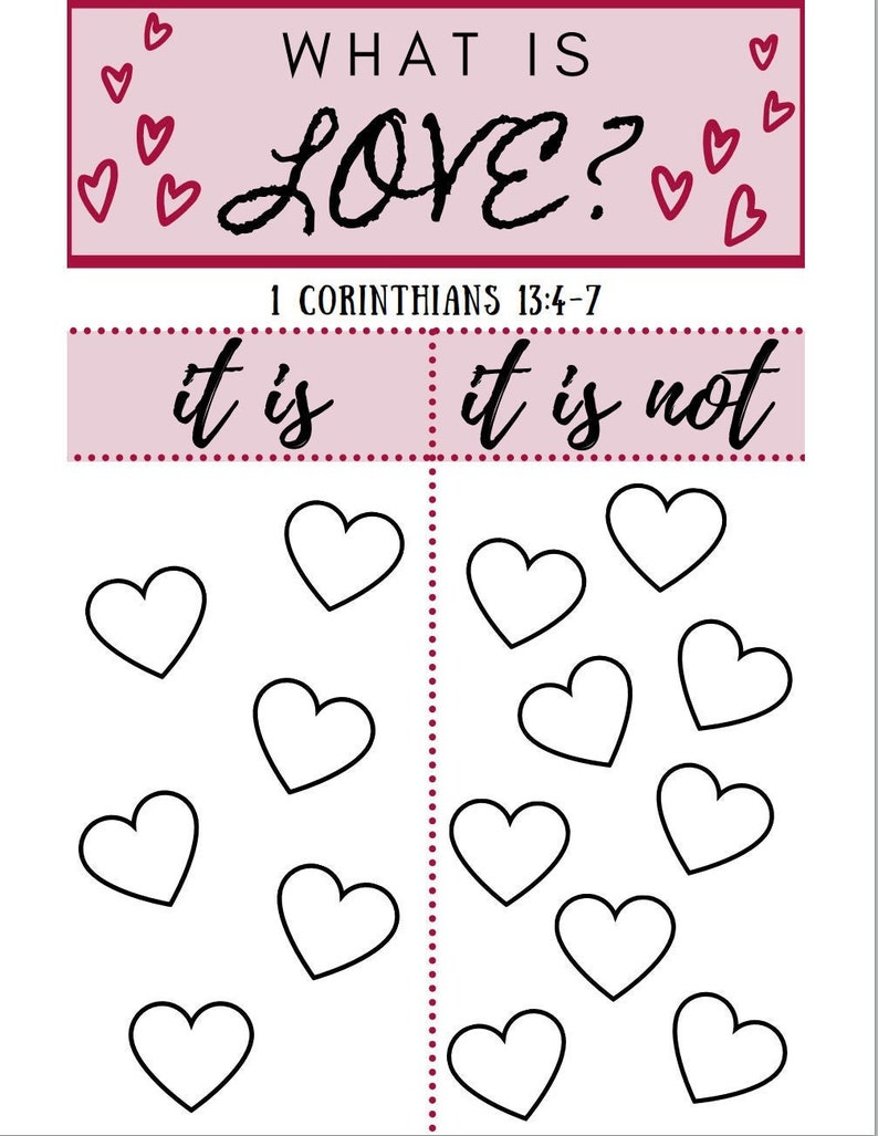 What is Love Interactive Printable, 1 Corinthians 13 Poster, Valentine ...