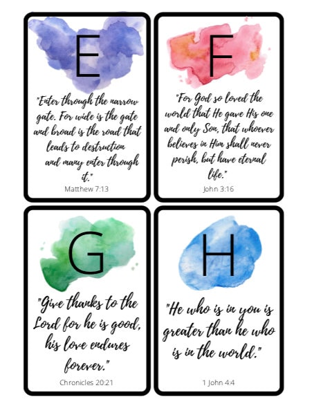 Alphabet Bible Verse Cards | A-Z Memory Verse Flash Cards - Etsy
