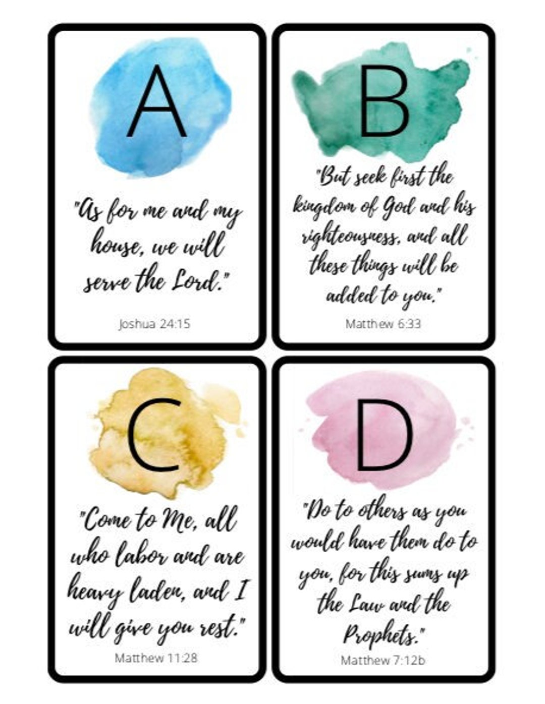 Alphabet Bible Verse Cards | A-Z Memory Verse Flash Cards - Etsy