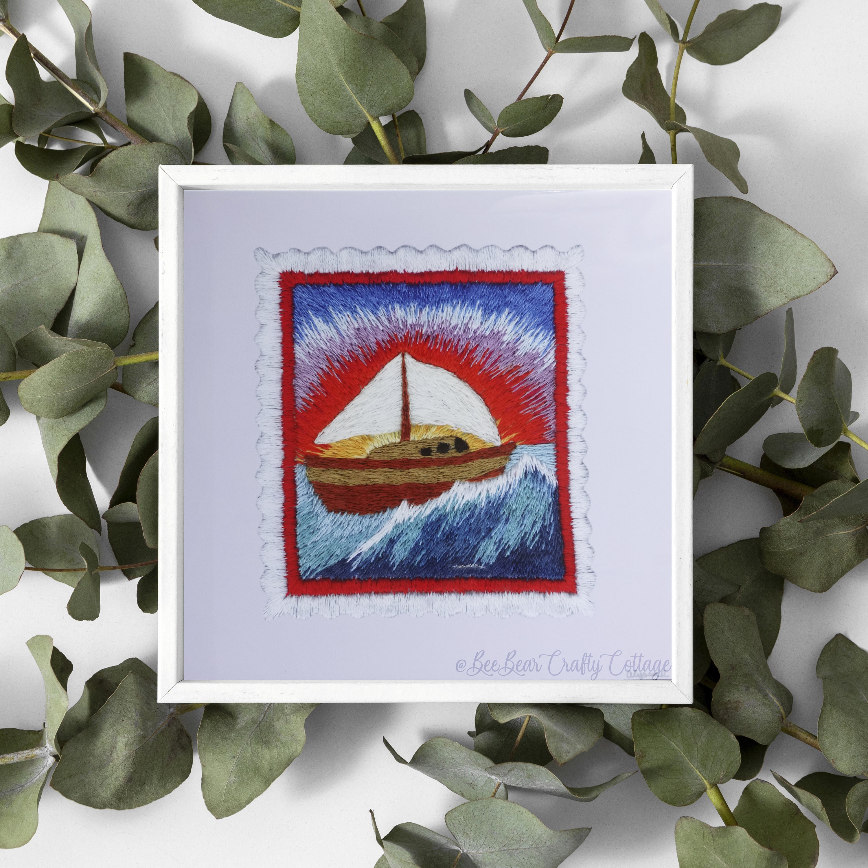 Sail Boat Postage Stamp 8x8 Art Print - Etsy
