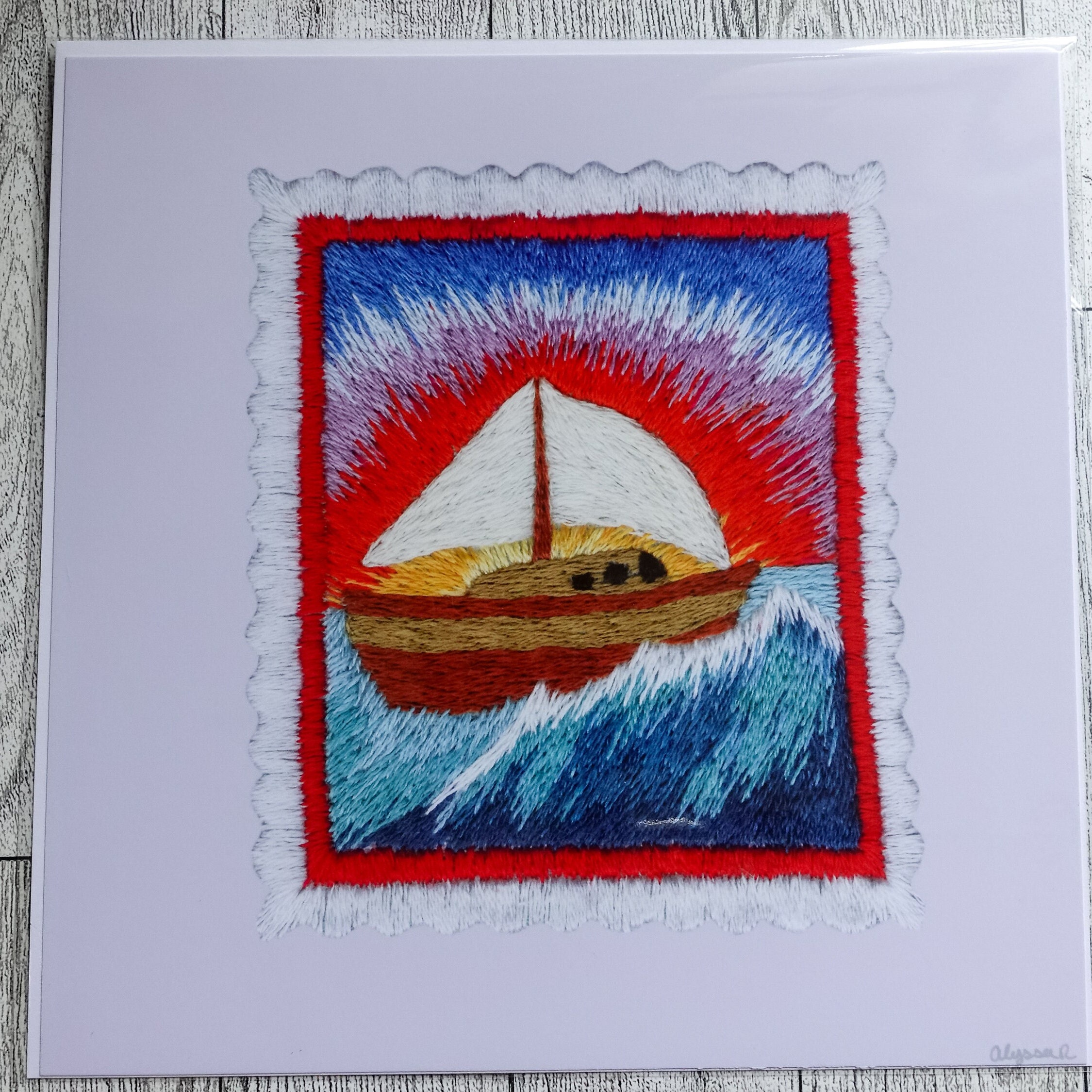 Sail Boat Postage Stamp 8x8 Art Print - Etsy