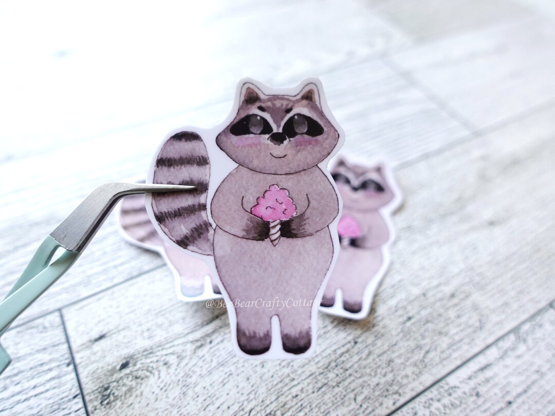 Cotton Candy Racoon Sticker - Etsy