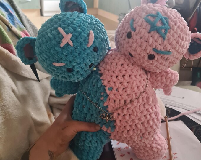 Crochet Pattern Two Headed Plushie, Bunny, Bear, Halloween, Kawaii ...