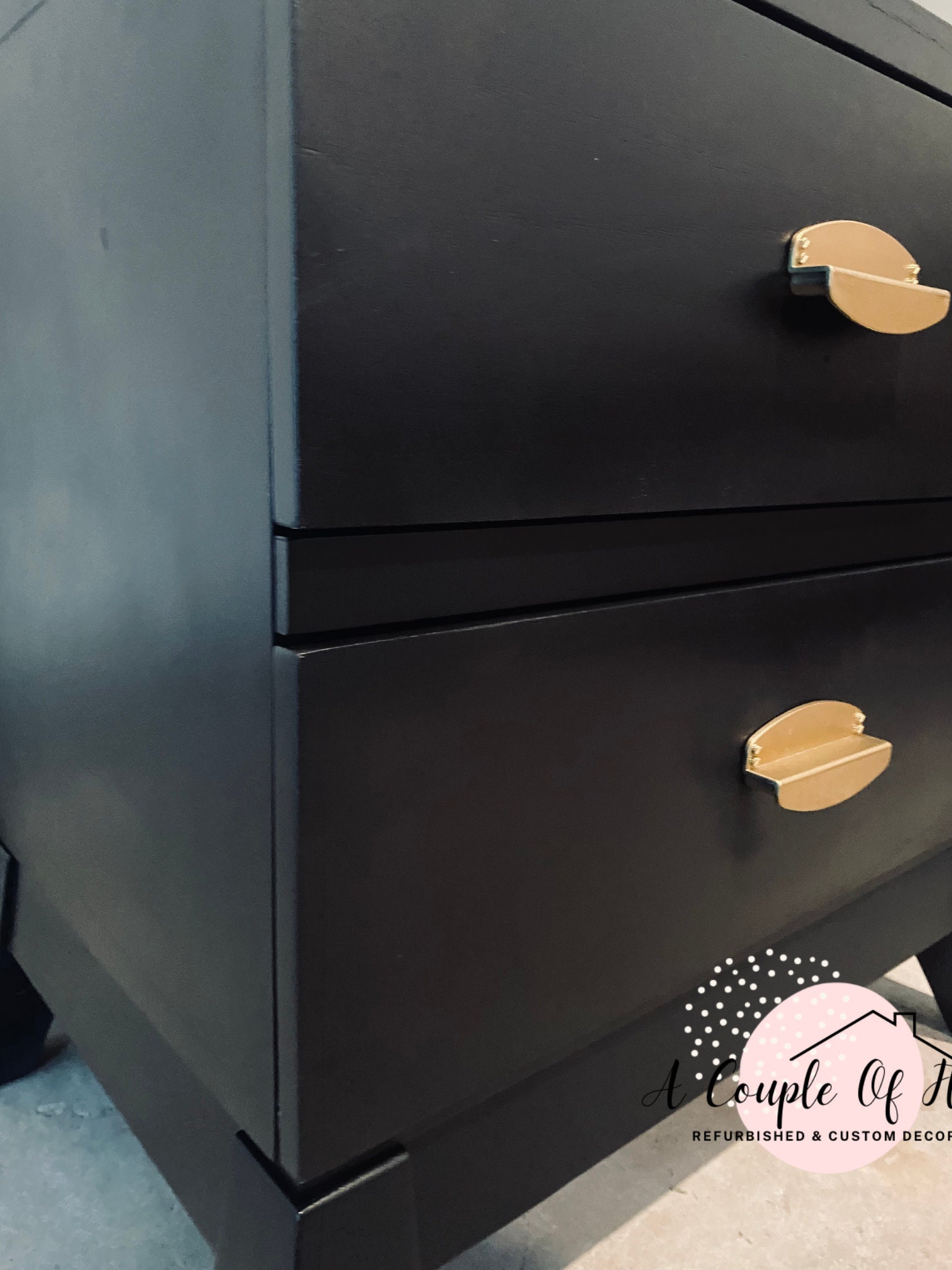 SOLD SOLD Modern Matte Black Refurbished Nightstand SOLD - Etsy