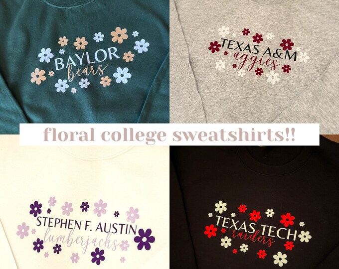 Floral College Sweatshirt - Etsy