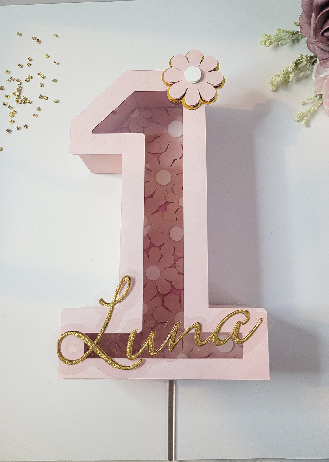 3D Daisy Cake Topper Number One, Personalized Caketopper, Daisy Flower ...