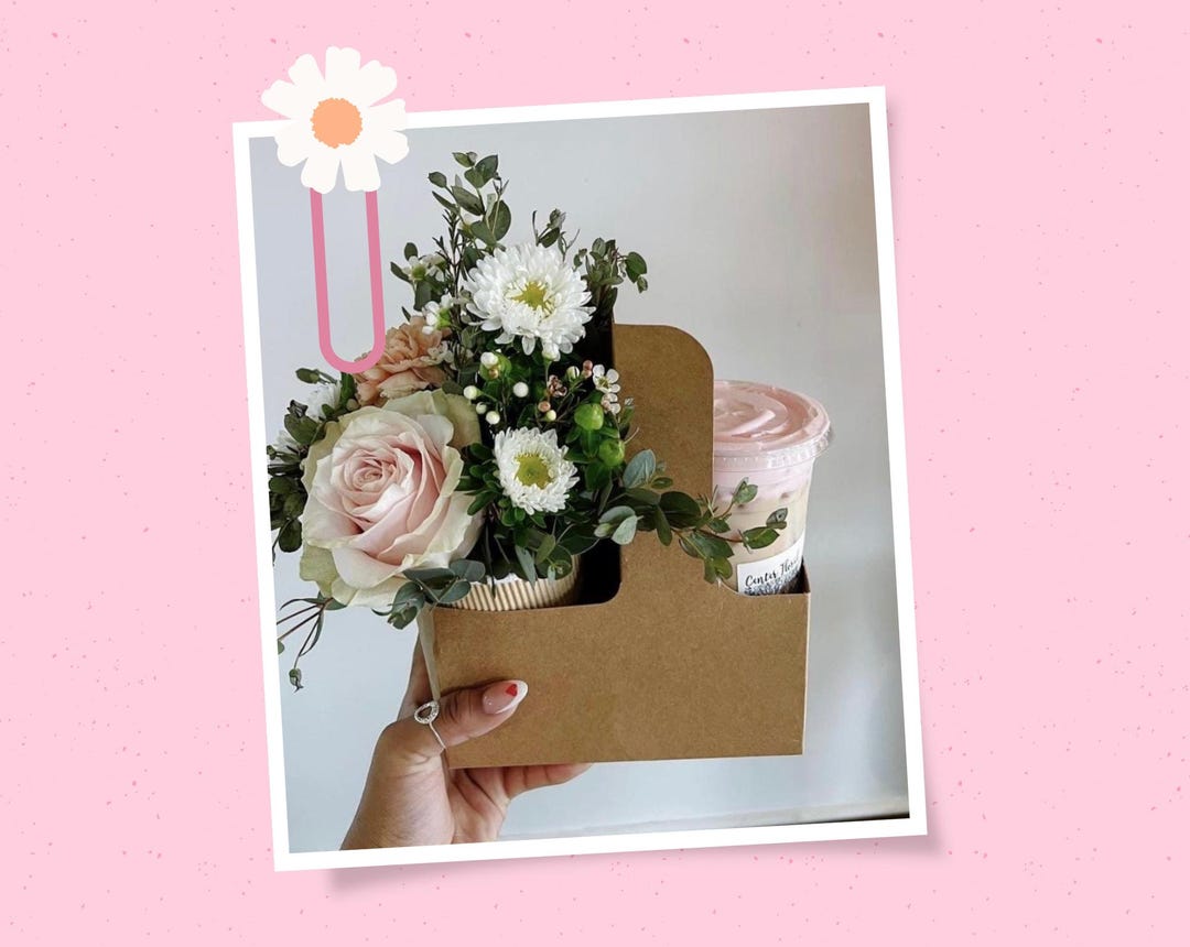 Floral Coffee Gift Set | Personalized Name Carrier | Soft Girl ...