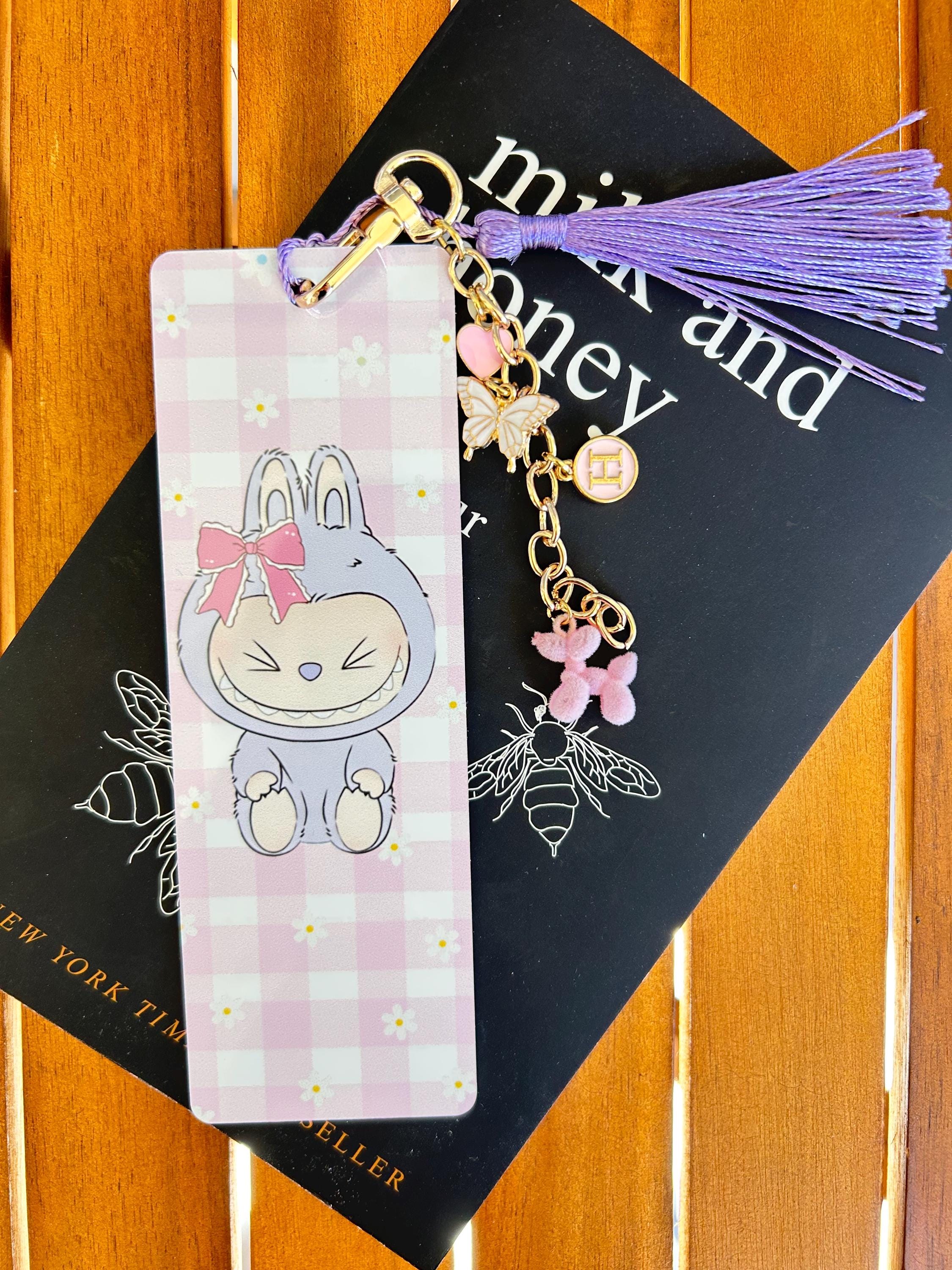 Lavender Labubu Bunny Bookmark – Custom Metal Bookmark With Charm ...