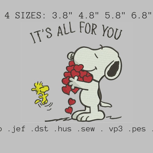 Snoopy Love Embroidery Designs Hearts Pes Machine Pattern - Etsy
