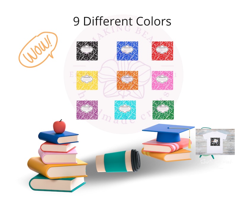 Notebook Tumbler Wrap PNG & PDF; Back to School Theme, Teacher Gifts ...