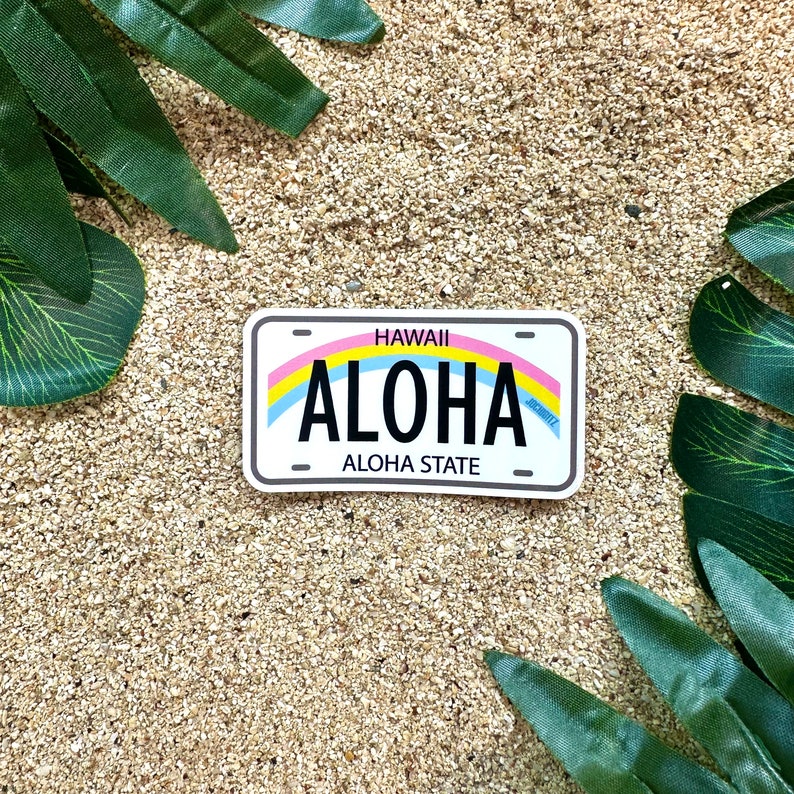 Aloha License Plate Sticker - Etsy