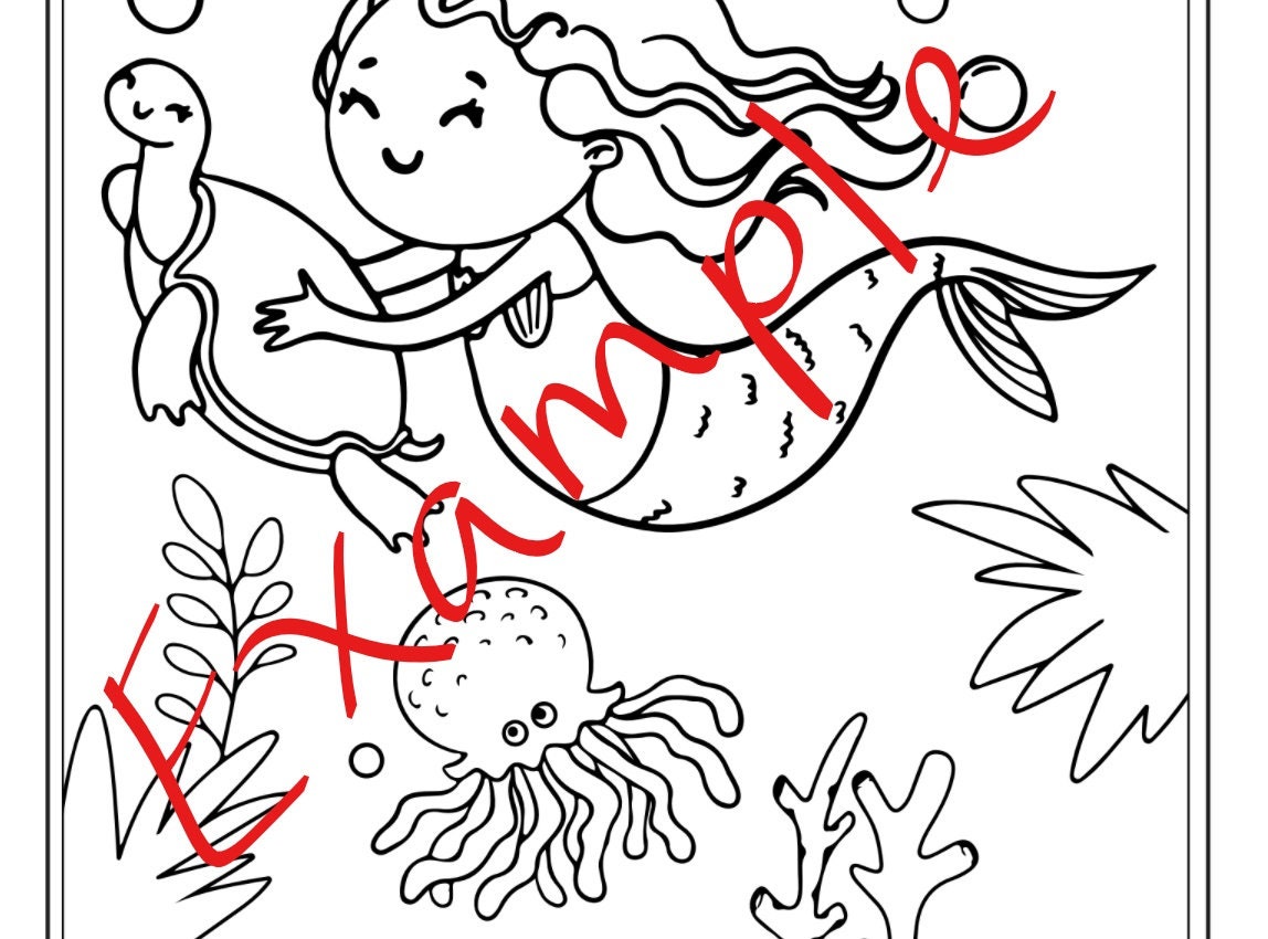 100 Mermaid Themed Coloring Pages - Etsy