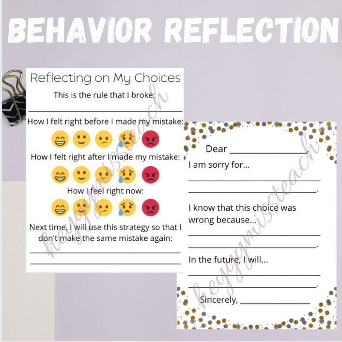 Behavior Reflection & Apology Sheet - Etsy