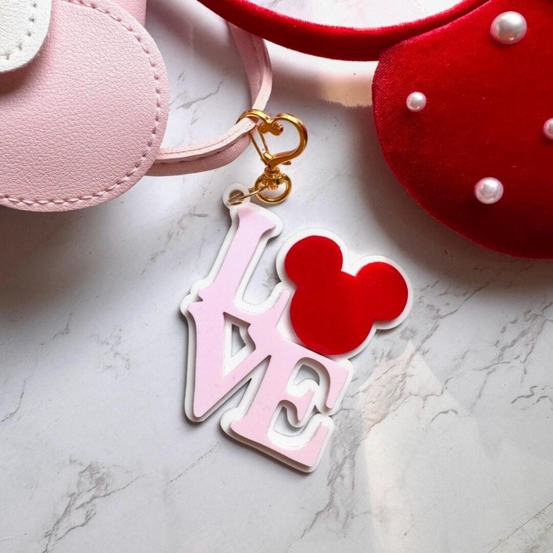 Mickey Love Valentine Bag Charm, Mickey Valentine Keychain, Mickey ...