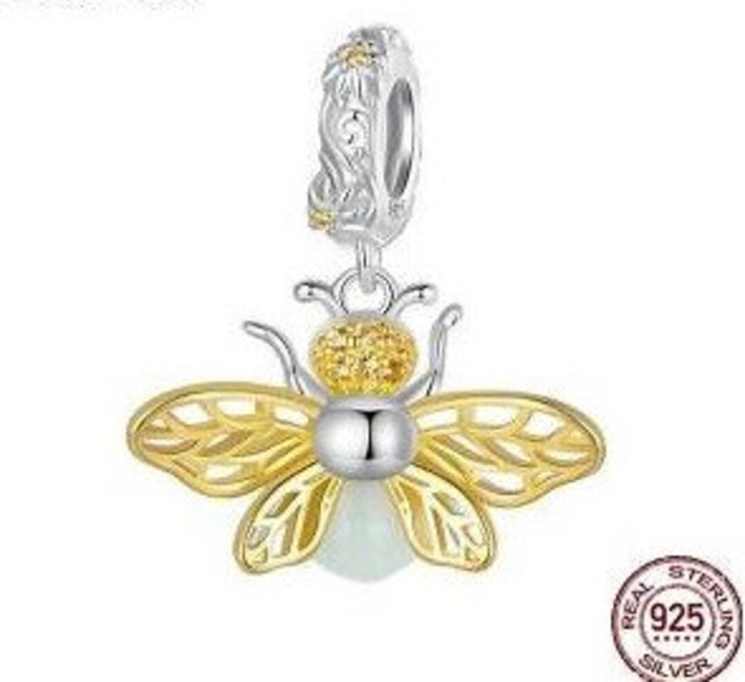 Charm Anhänger 925 Sterling Silber, Glow-in-the-Dark Biene, leuchtende ...