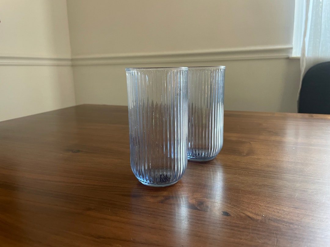 2 Powder Blue, Beautiful Drinking Glasses- Ribbed - Etsy