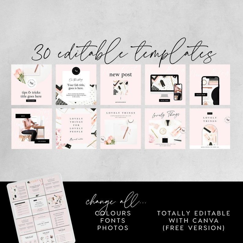 Blush Pink Social Media Posts INSTANT DOWNLOAD Social Media - Etsy