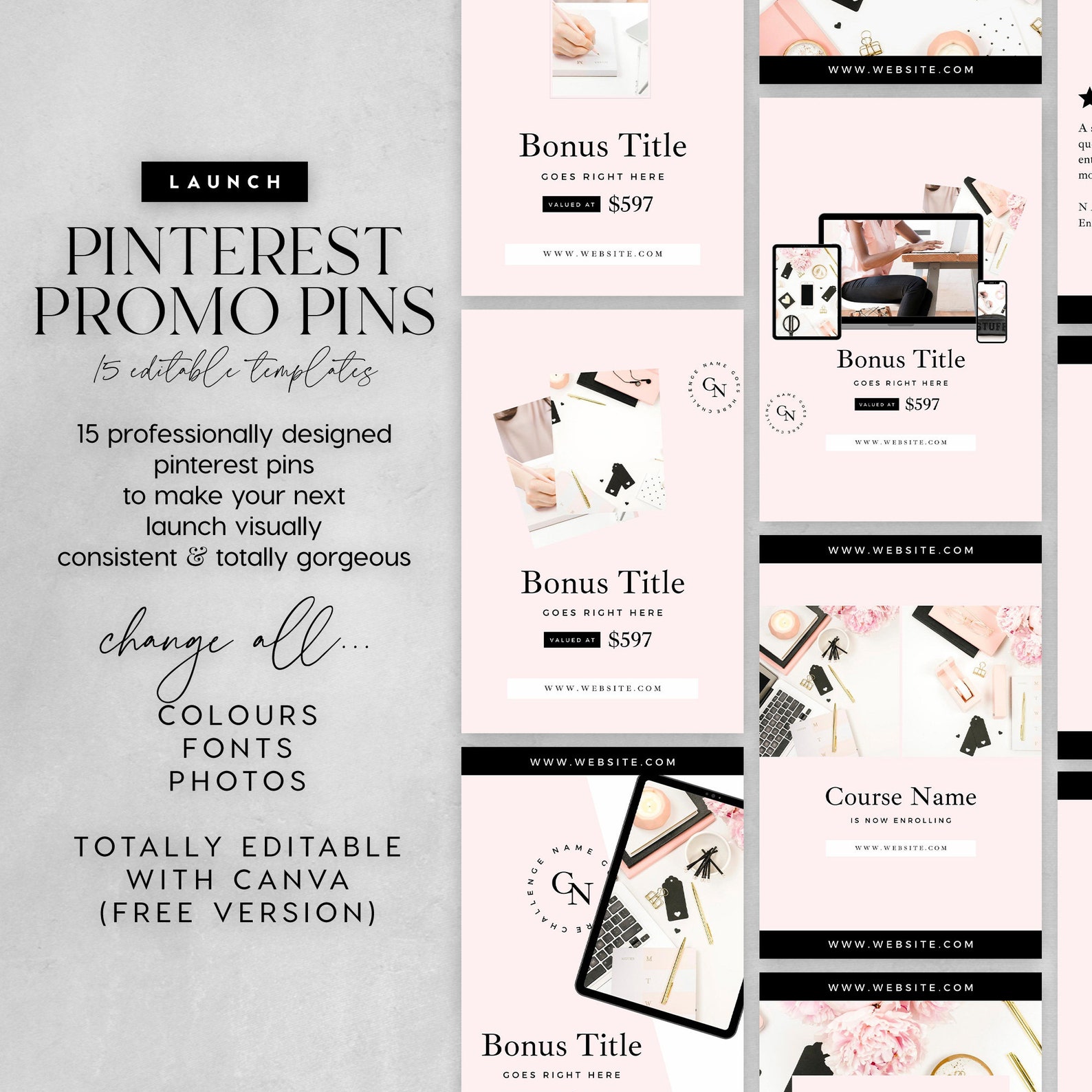 Launch Pinterest Templates INSTANT DOWNLOAD Course Launch Program ...