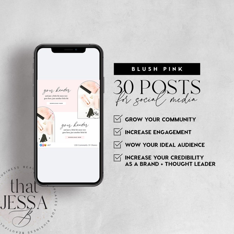 Blush Pink Social Media Posts INSTANT DOWNLOAD Social Media - Etsy