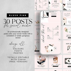 Blush Pink Social Media Posts INSTANT DOWNLOAD Social Media Posts ...