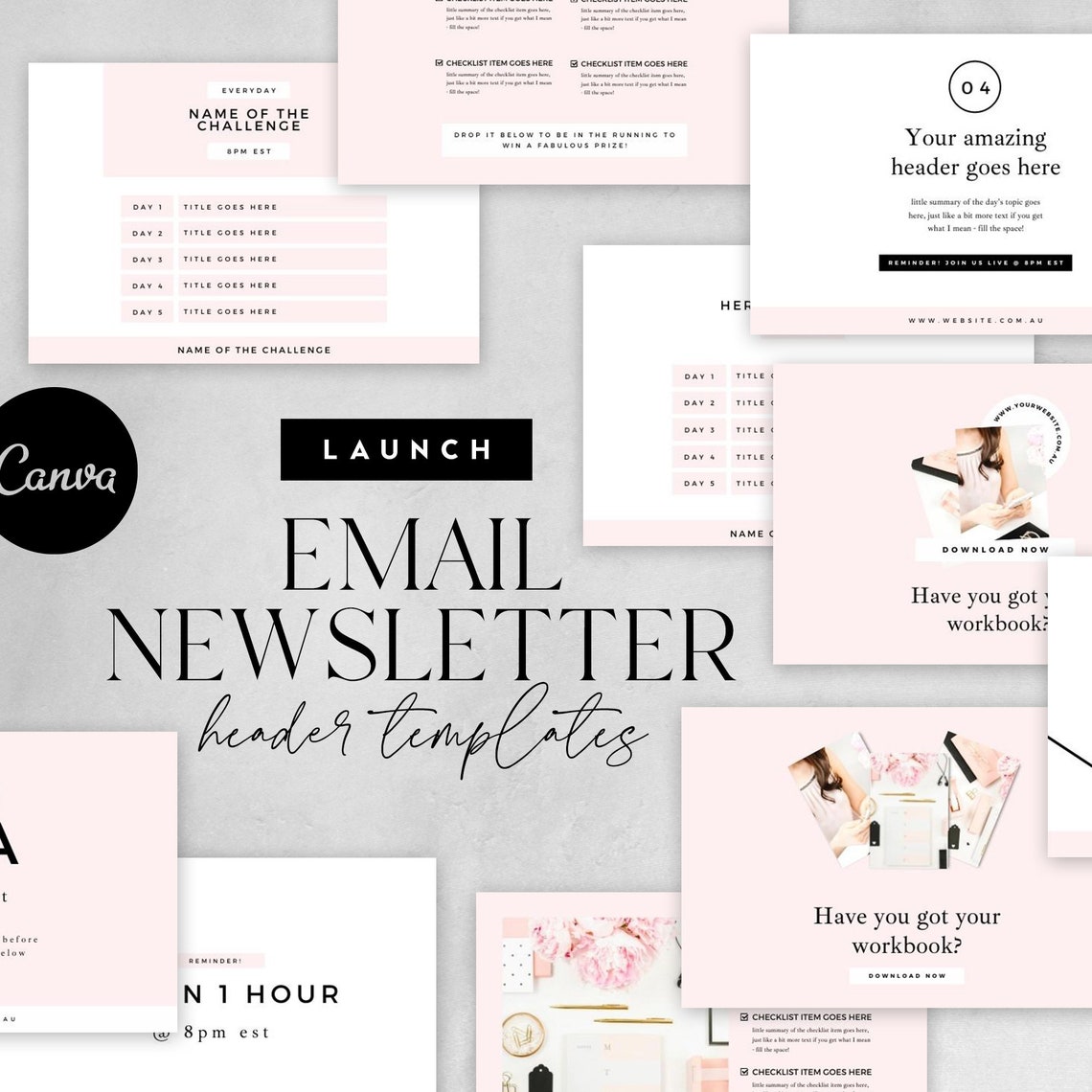 Launch Email Newsletter Header Templates INSTANT DOWNLOAD Course Launch ...