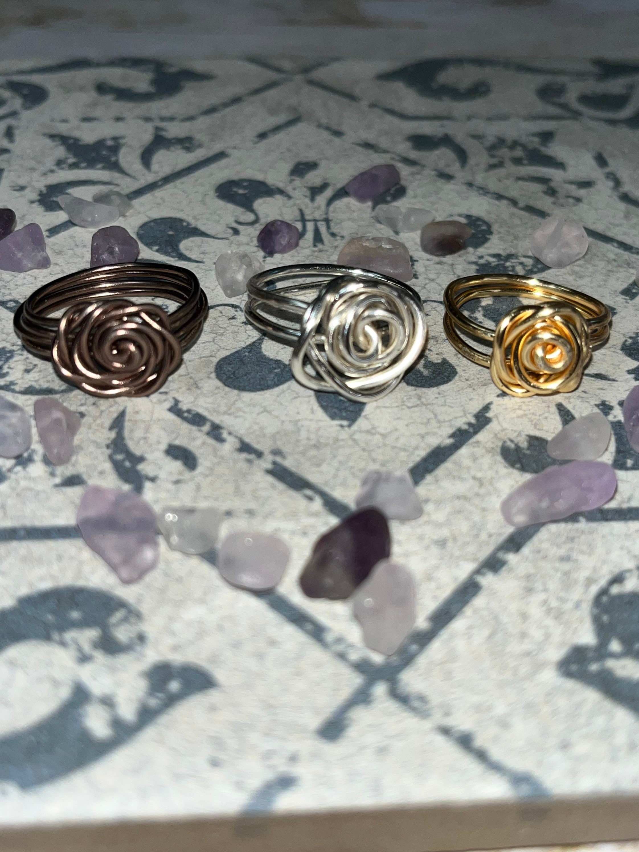 Classic Wrapped Copper Wire Rose Ring, Handmade Fashionable Design ...