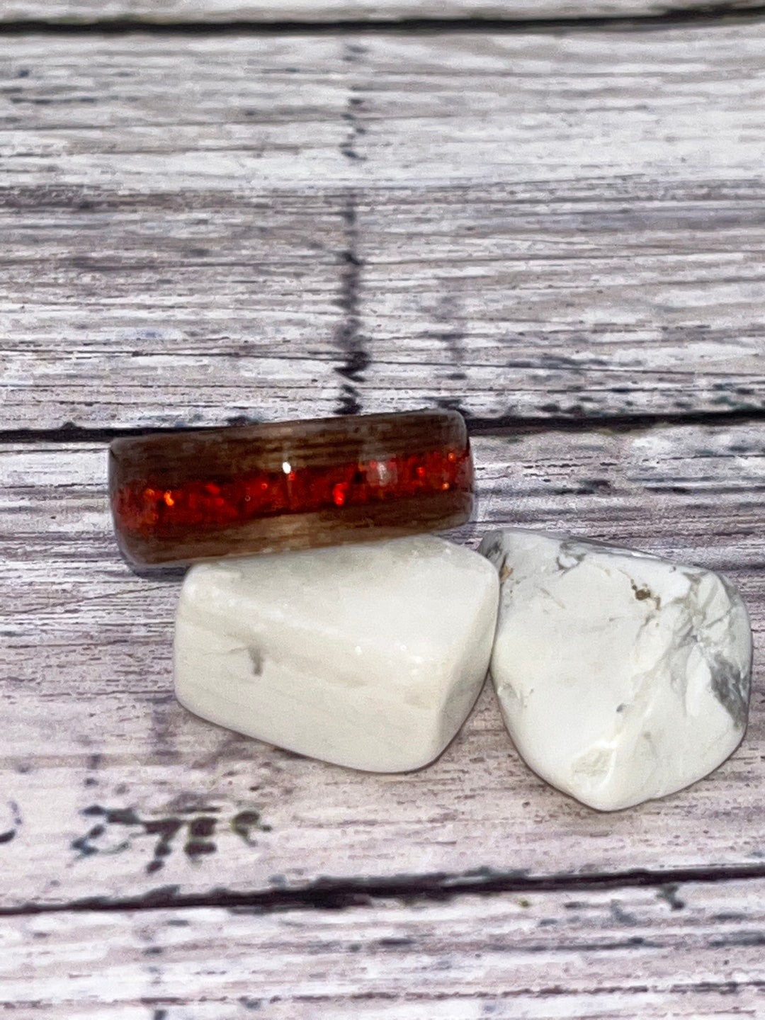 Wooden Opal Inlay Ring Walnut Bentwood Ruby Red, 8mm Engagement Ring ...