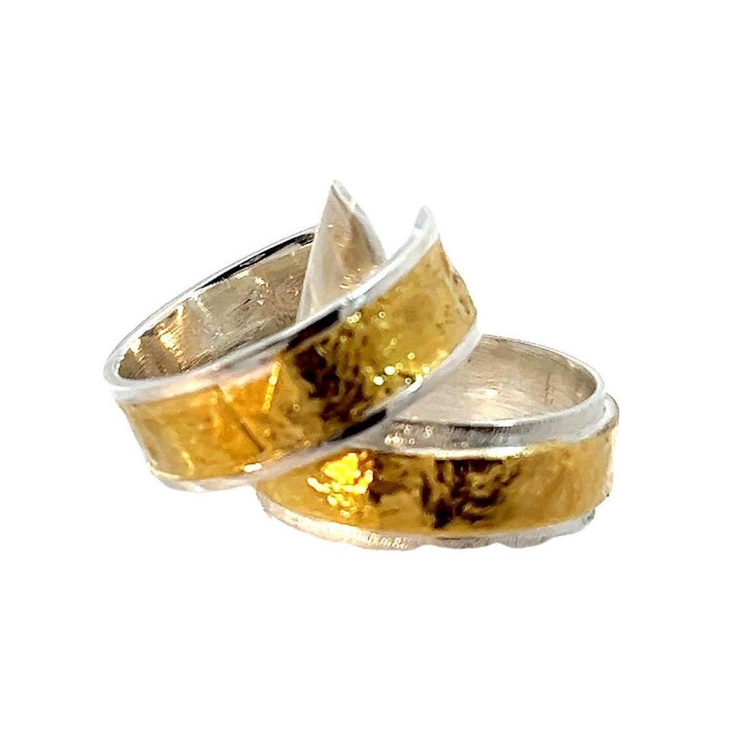 Reticulated Silver Fused Gold Bands - Etsy
