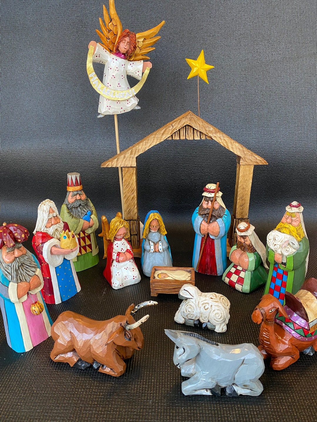 Nativity Set custom Hand Carved Wood Set - Etsy