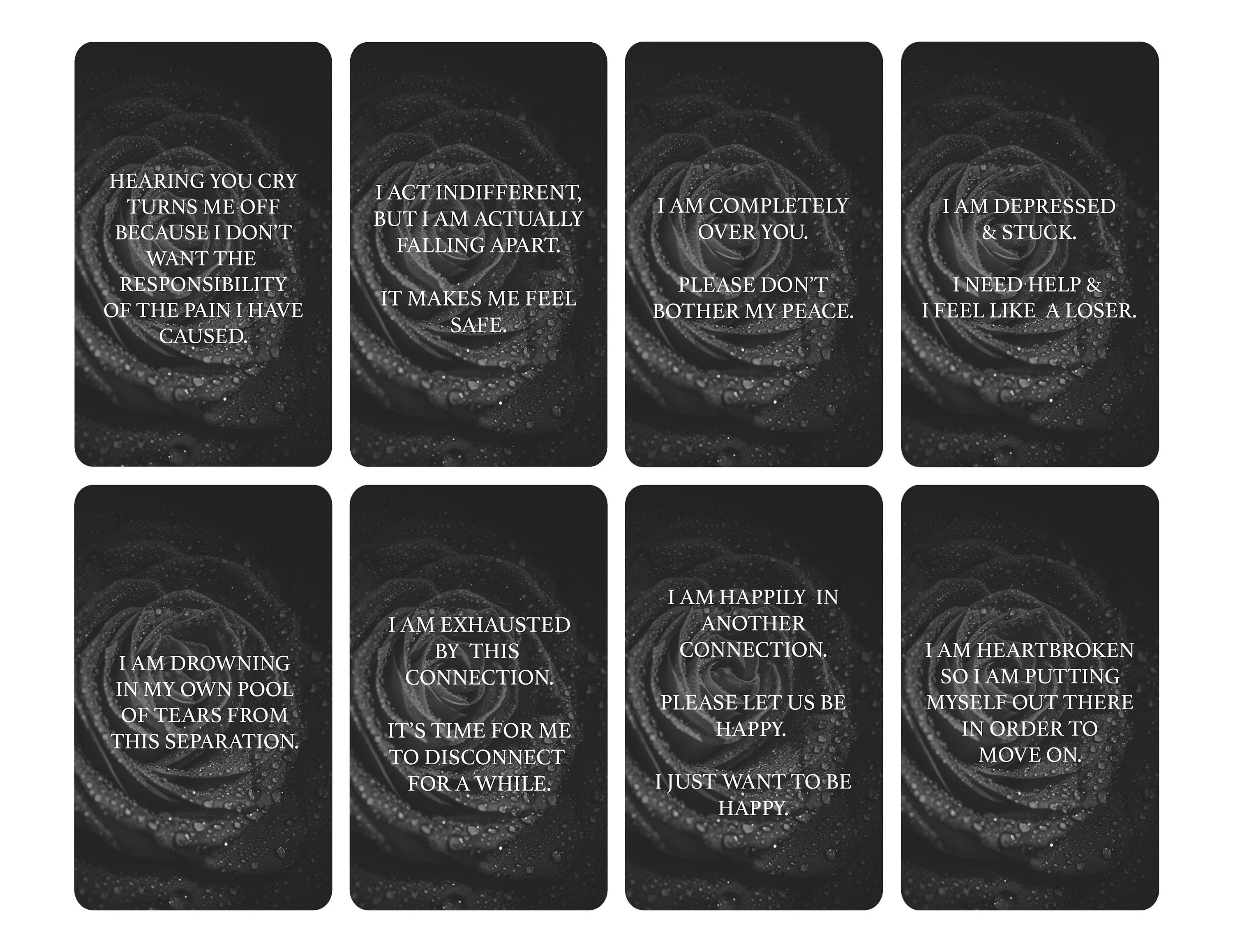 Dark Confessions 5 Decks Printable Oracle Cards Bundle Digital File 50 ...