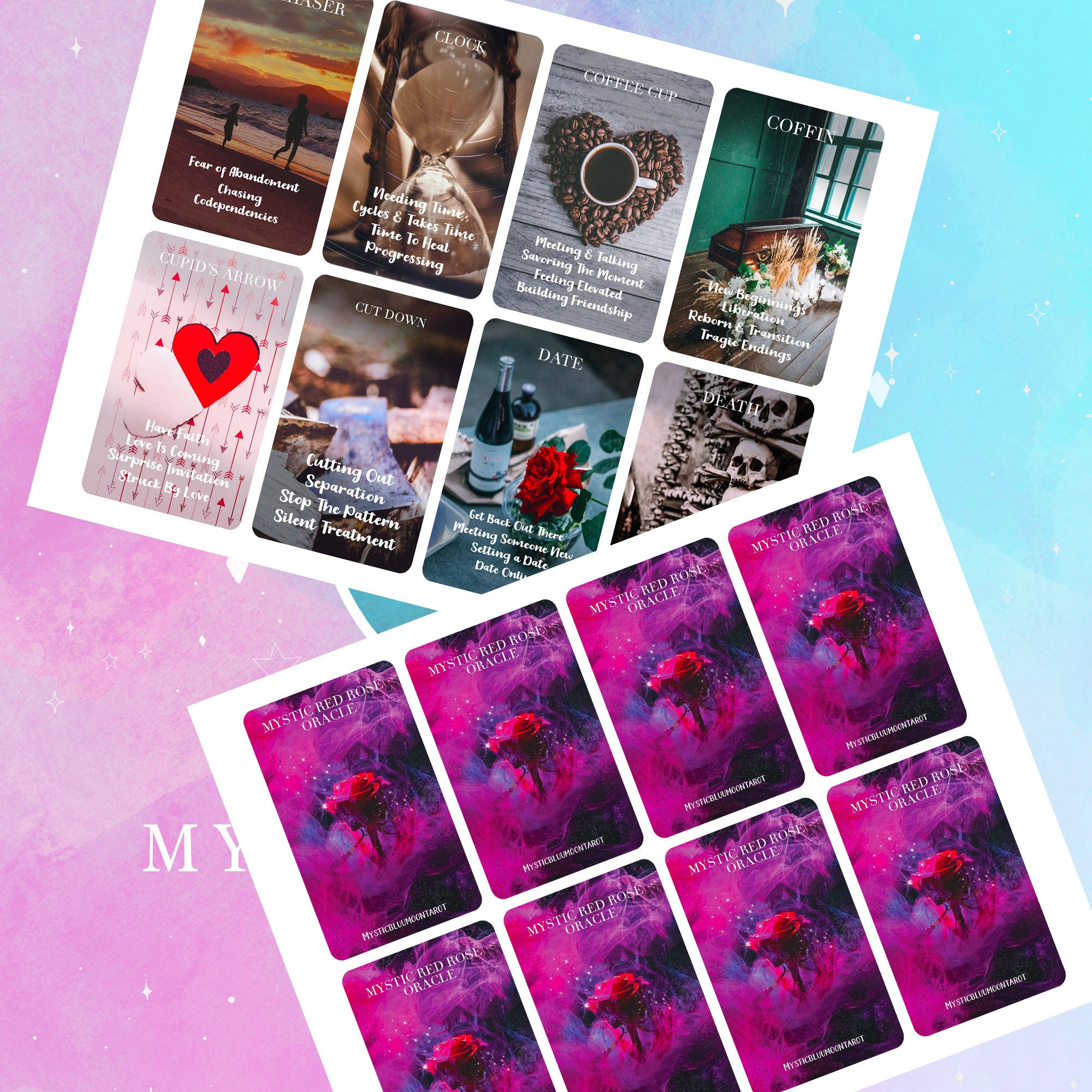 Mystic Red Rose Printable Oracle Deck Situations Deck - Etsy Singapore