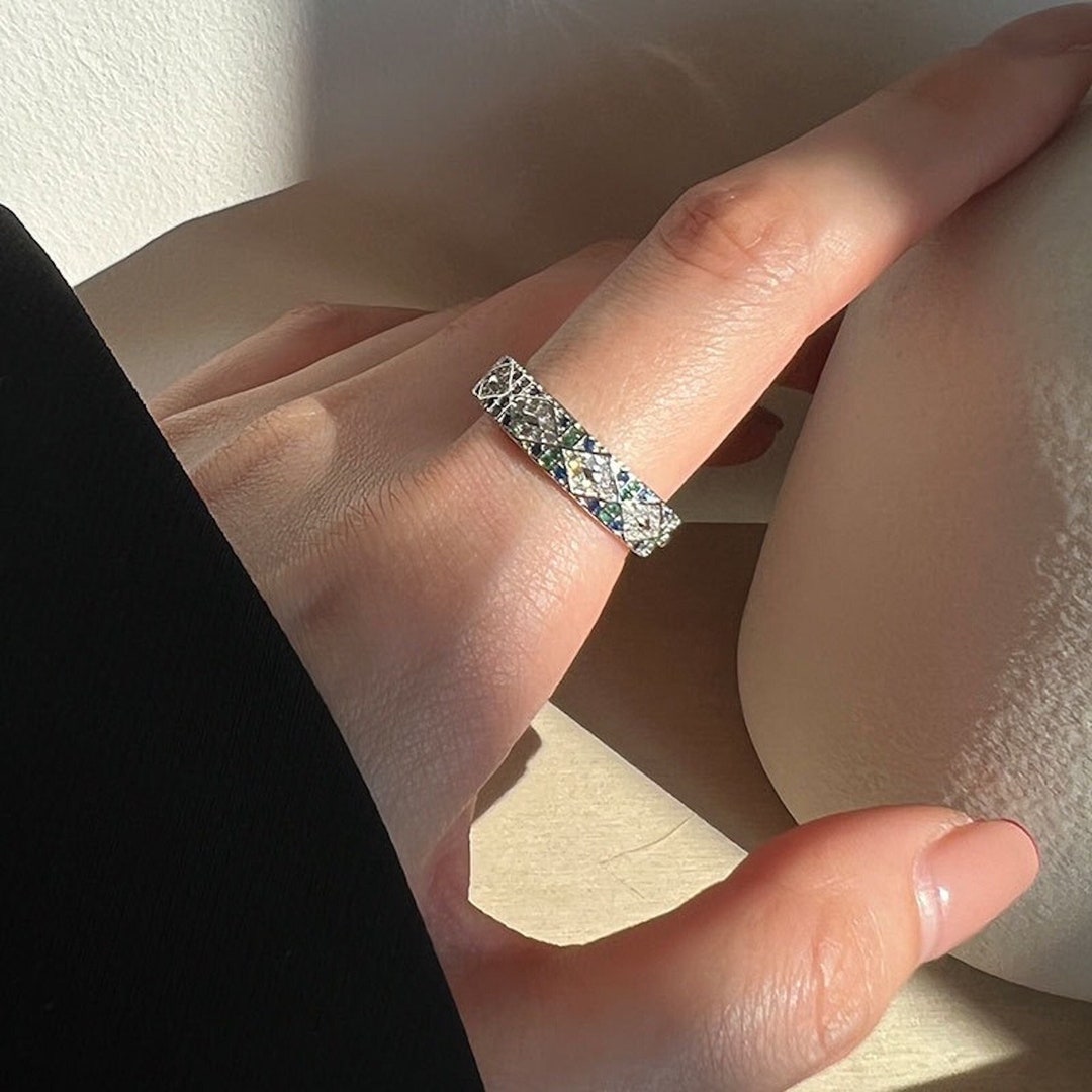 925 Sterling Silver Angel Eye Ring Inlaid With Multi-colored - Etsy