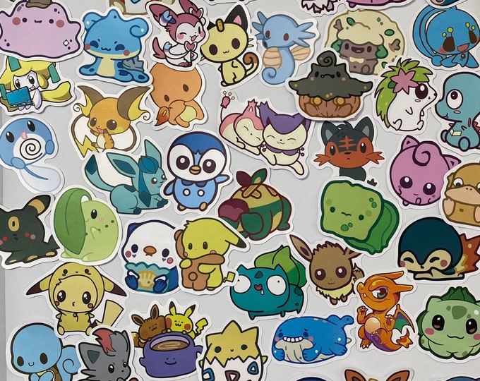 Cute Pokemon Sticker Pack // 50 Pack Stickers // Cartoon - Etsy
