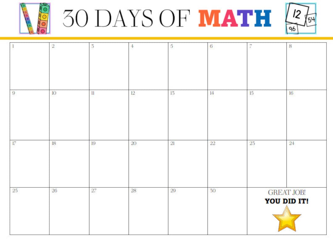 30 Days of Math Challenge - Etsy