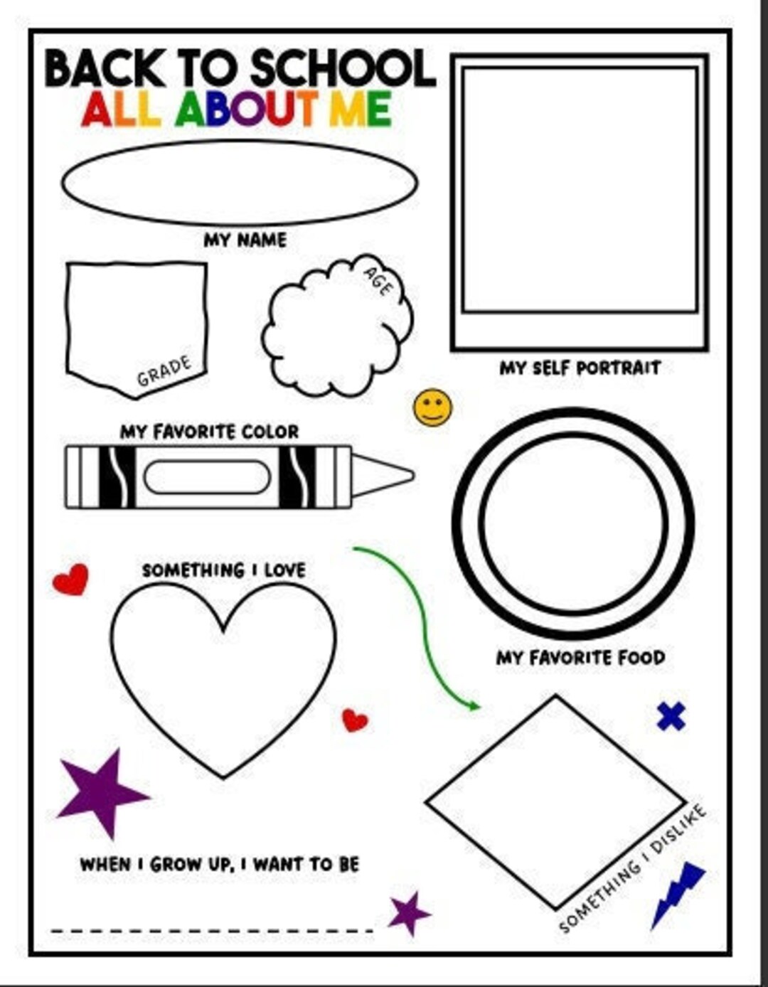 Back to School All About Me - Etsy