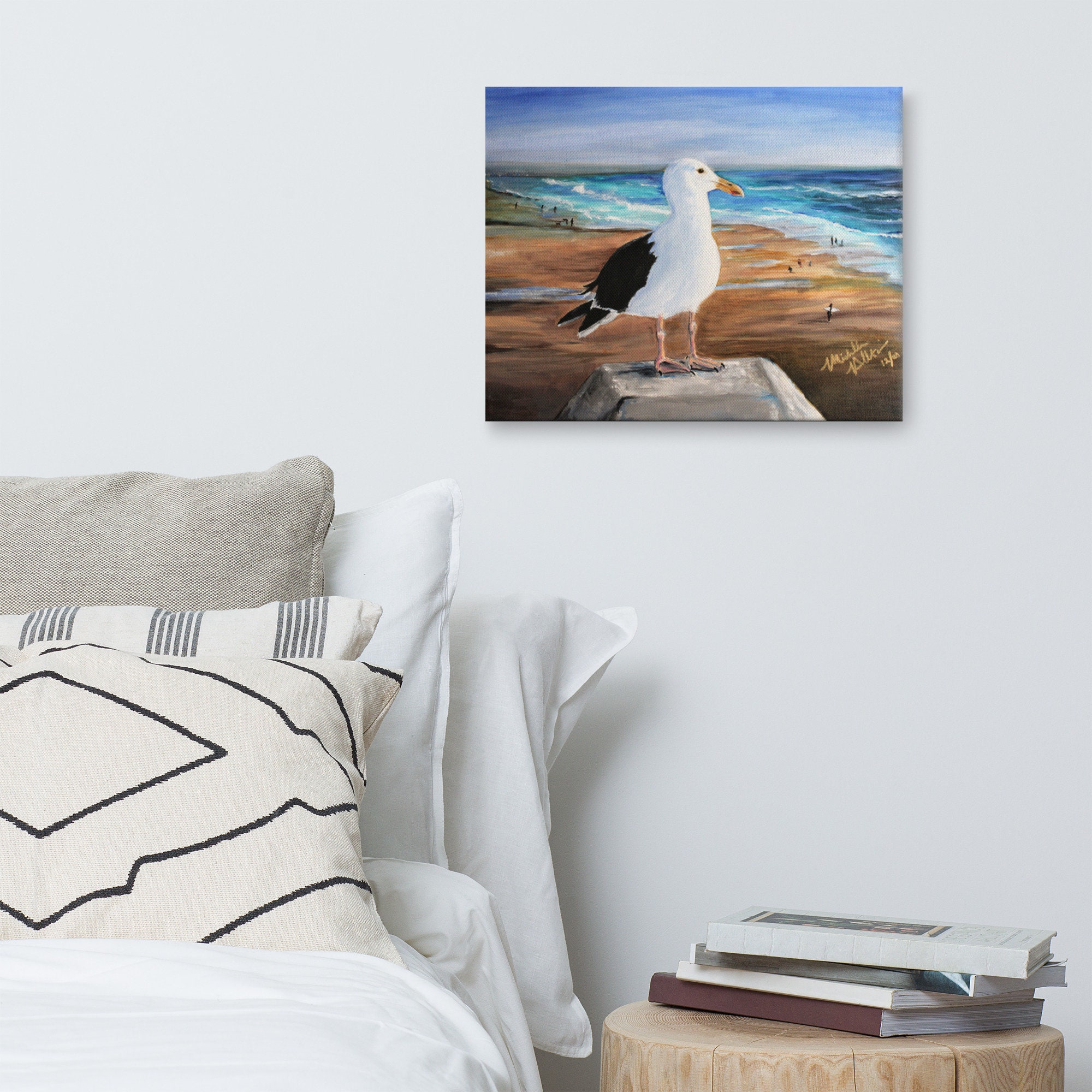 Art & Collectibles Acrylic Painting Oceanside Pier Henry the Seagull by ...
