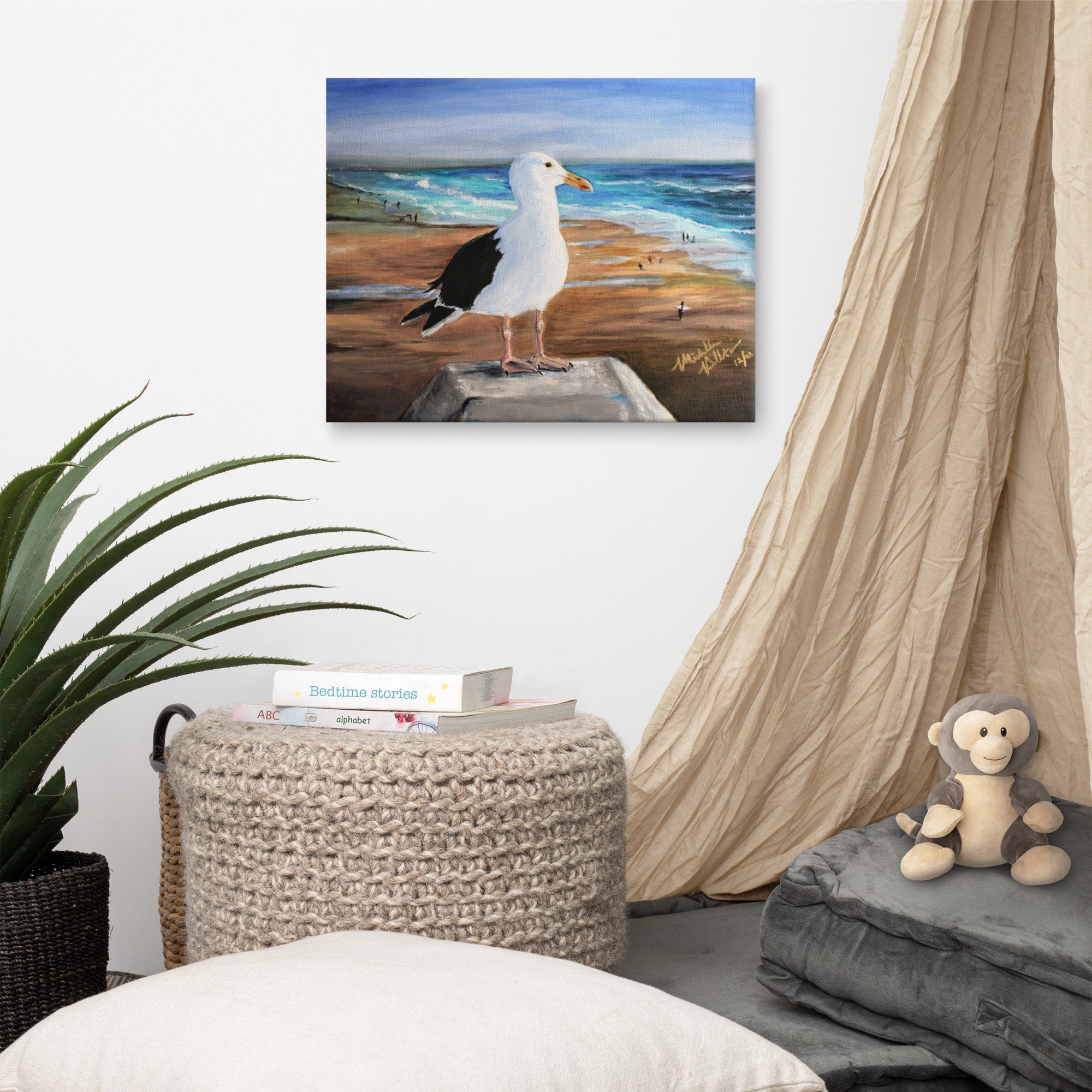 Art & Collectibles Acrylic Painting Oceanside Pier Henry the Seagull by ...