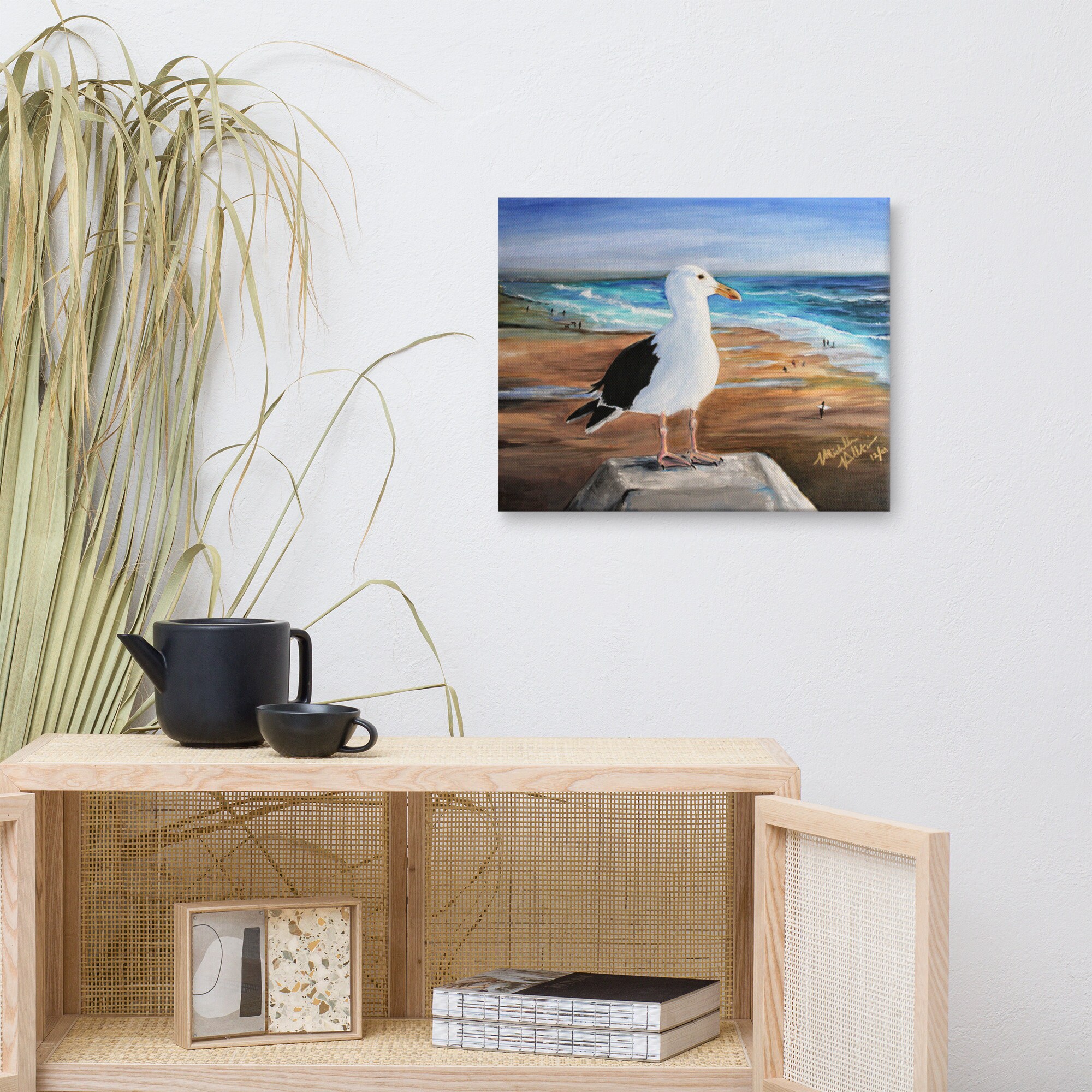 Art & Collectibles Acrylic Painting Oceanside Pier Henry the Seagull by ...