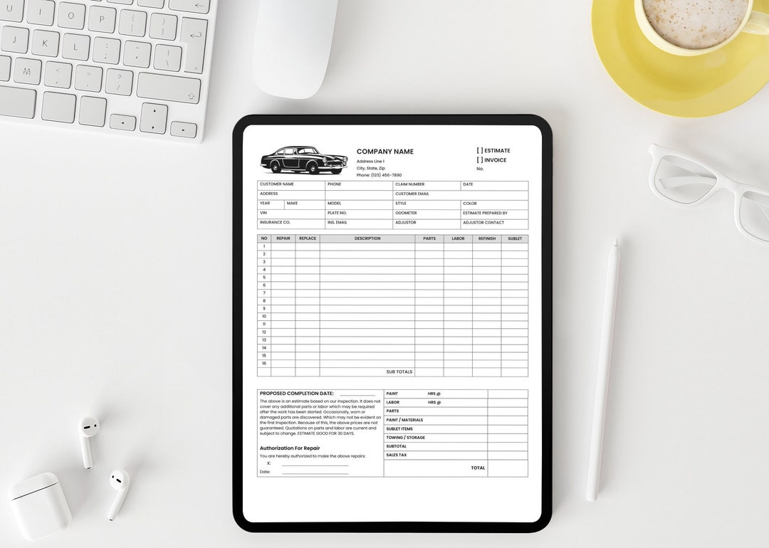 Auto Repair Invoice Template | Oil Change Invoice | Car Repair ...