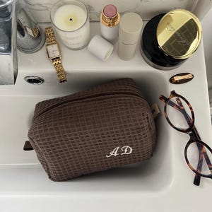 Personalised Cosmetic/makeup Bag in Waffle Fabric, Skincare Bag, Bridal ...