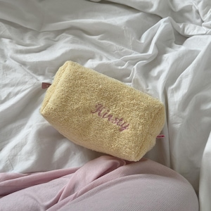 Trousse de maquillage personnalisée en éponge jaune et rose, trousse de ...