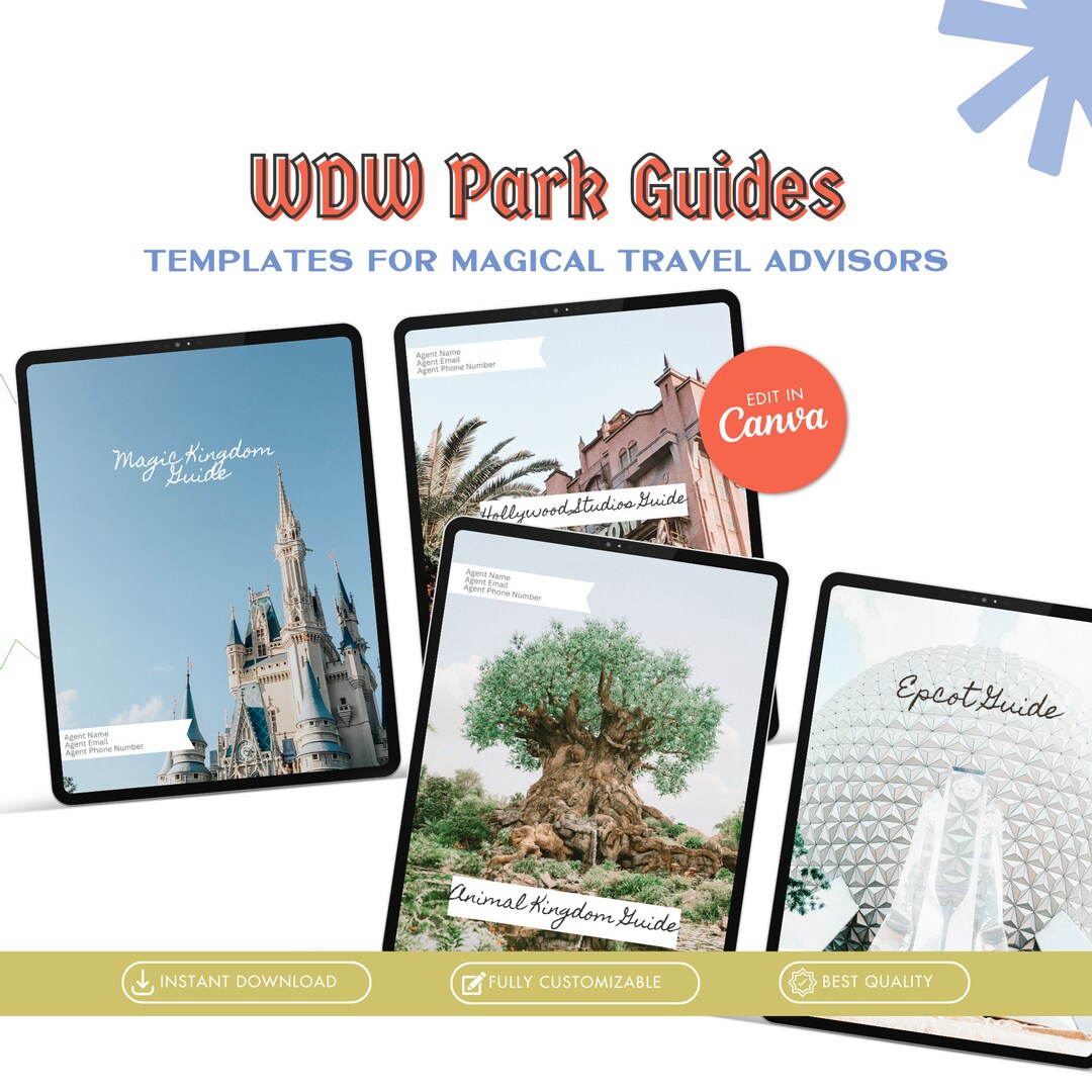 WDW Theme Parks Guide BUNDLE | WDW Travel Agent Canva Templates - Etsy