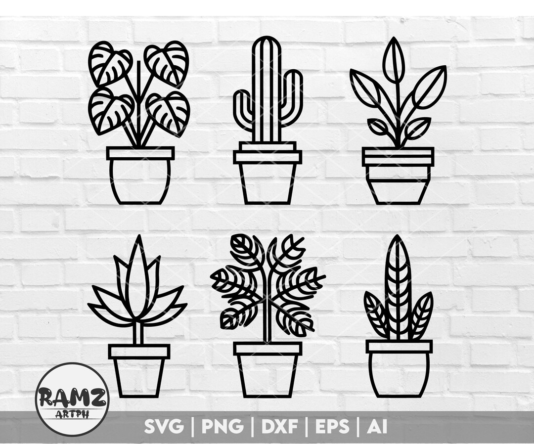 Plants SVG File Bundle - Plant Svg, Potted Plants Svg, Plants Bundle ...