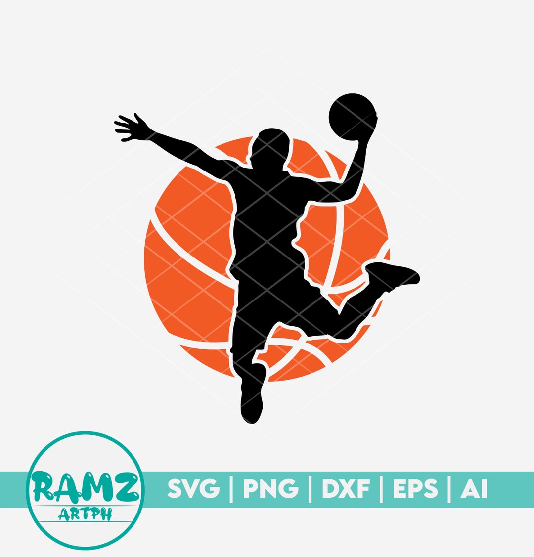 Basketball SVG File Ball and Player Dunk - Basketball Svg, Basketball ...