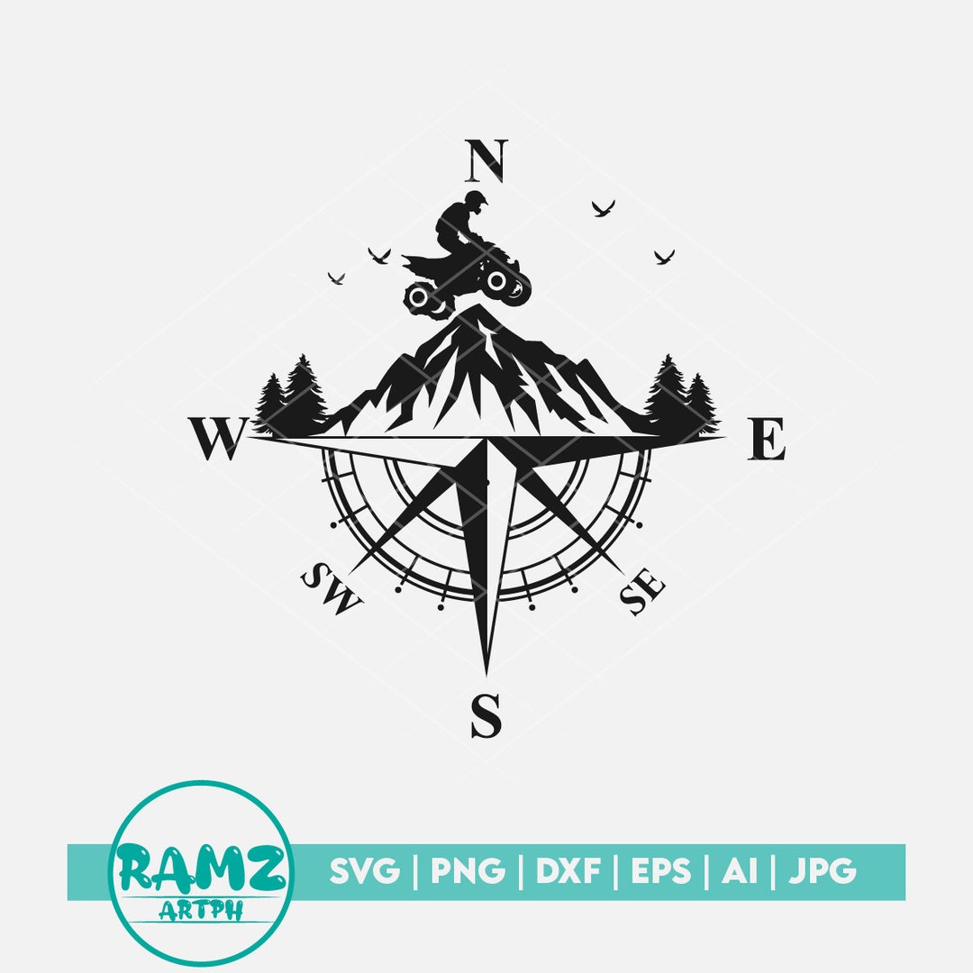 Atv Svg File Compass Atv Svg 4 Wheeler Svg Mud Riding Svg Atv Png Quad Riding Svg Dxf
