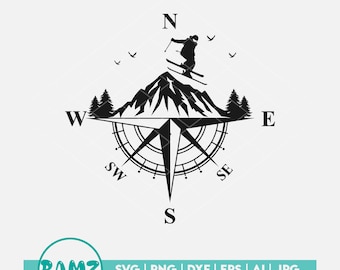Ski SVG Mountain - Ski Svg, Snowboarding Svg, Skiing Svg, Winter Svg ...