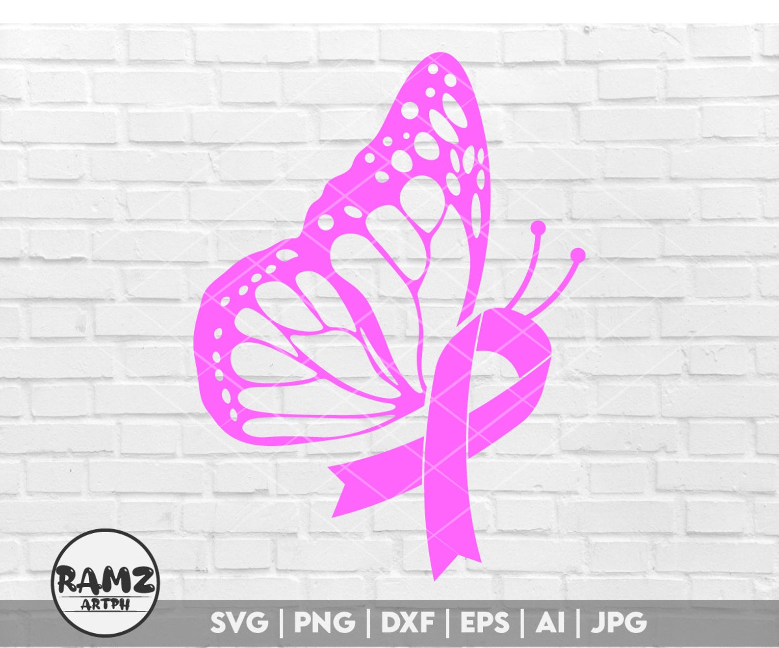 Butterfly Ribbon SVG Ribbon Svg Cancer Awareness Ribbon Svg - Etsy
