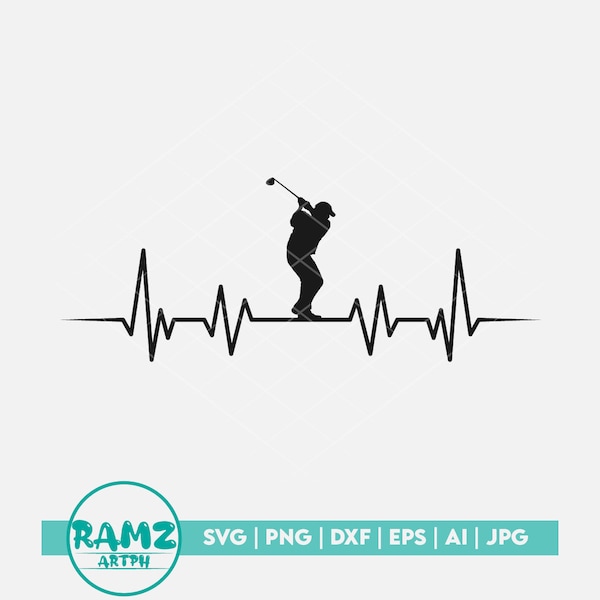 Heartbeat Golf Svg - Etsy