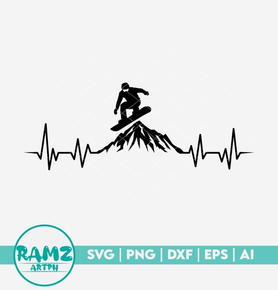 Snowboard SVG File Heartbeat Snowboarding Svg Snowboard - Etsy