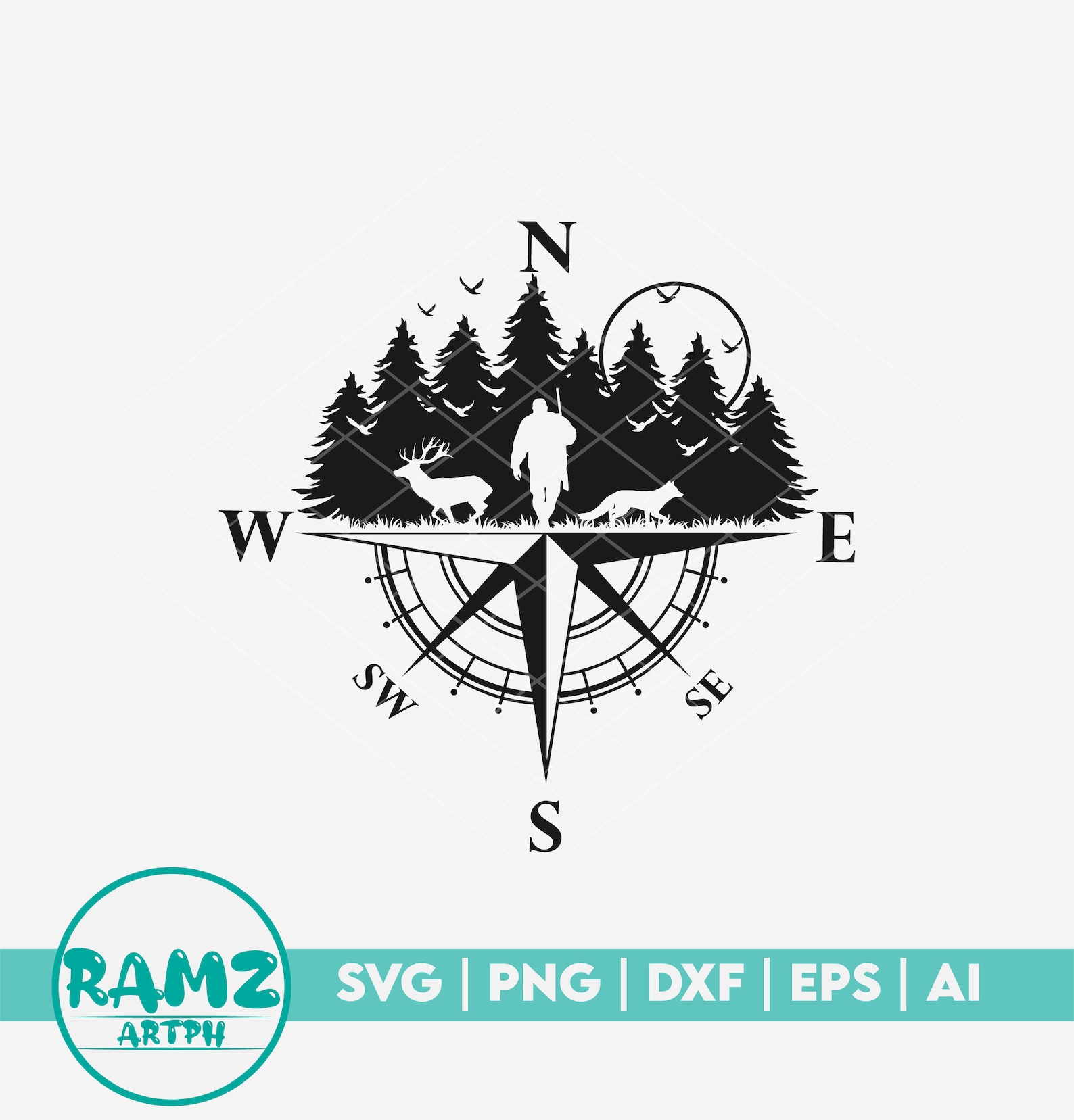 Hunting SVG File Compass - Deer Hunting Svg, Hunter Svg, Duck Hunting ...